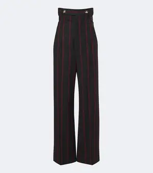 VIVIENNE WESTWOOD Lauren Wool, Alpaca, And Mohair-blend Pants In Charcoal/red Pinstripe
