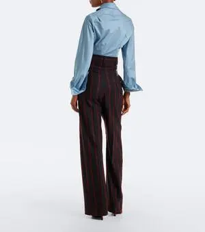VIVIENNE WESTWOOD Lauren Wool, Alpaca, And Mohair-blend Pants In Charcoal/red Pinstripe