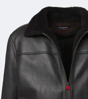 Kiton Shearling-trimmed Leather Bomber Jacket
