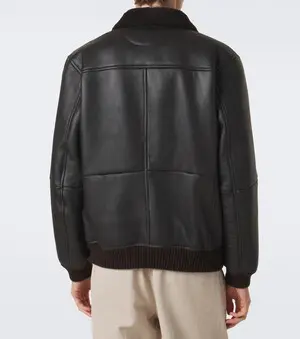 Kiton Shearling-trimmed Leather Bomber Jacket