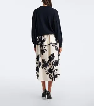 Erdem Floral Fil Coupé Poplin Midi Skirt - White