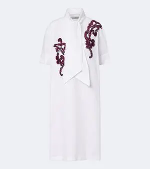 Dries Van Noten Embroidered Cotton Poplin Midi Dress