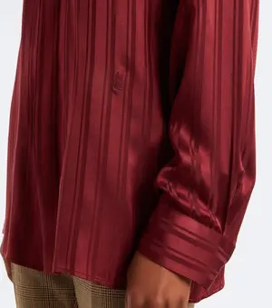 Saint Laurent Tie-neck Striped Silk Jacquard Blouse