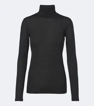 JIL SANDER Jersey Turtleneck Top - Black