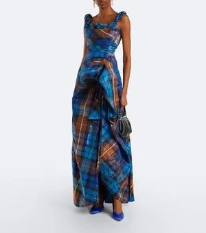 VIVIENNE WESTWOOD Draped Plaid Maxi Dress