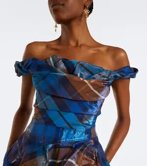 VIVIENNE WESTWOOD Draped Plaid Maxi Dress