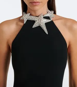 David Koma Embellished Halterneck Cady Gown