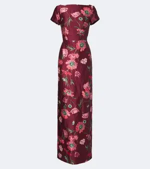 Erdem Floral Satin Gown - Red