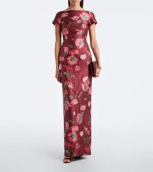Erdem Floral Satin Gown - Red