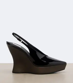 Alaïa Patent Leather Wedge Slingback Clogs