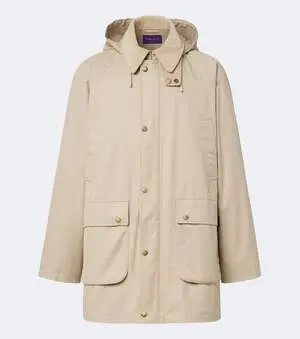 Ralph Lauren Purple Label Hooded Cotton Twill Coat - Beige