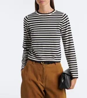 Extreme Cashmere N°451 Lisa Striped Cotton And Cashmere Top