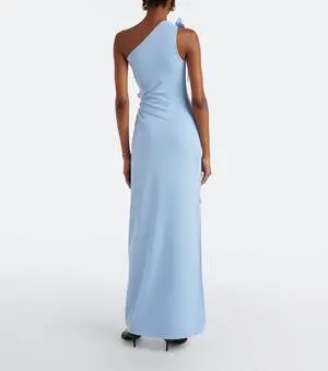Coperni Floral-appliqué Asymmetric Jersey Gown