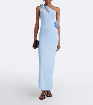 Coperni Floral-appliqué Asymmetric Jersey Gown