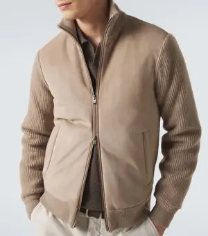 Agnona Cashmere And Suede Bomber Jacket