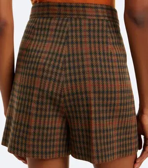 Max Mara Prince Of Wales Wool And Cotton Shorts - Brown