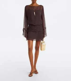 Staud Beatrix Ruched Chiffon Minidress