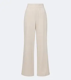 Eleventy Wool And Cashmere Wide-leg Pants - Beige