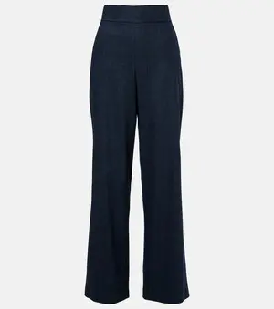 Eleventy Wool And Cashmere Wide-leg Pants - Blue