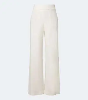 Eleventy Wool And Cashmere Wide-leg Pants - White