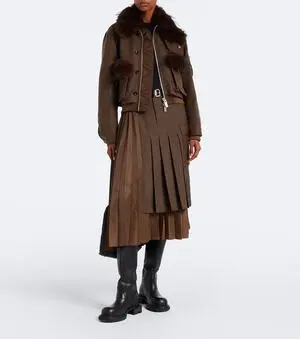 Sacai Layered Pleated Midi Skirt