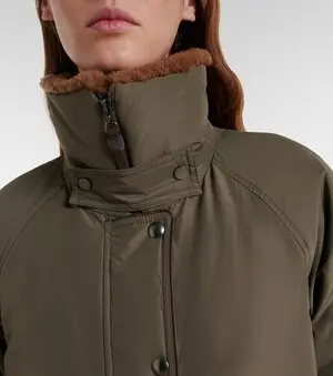 Brunello Cucinelli Shearling-trimmed Cotton-blend Jacket - Green