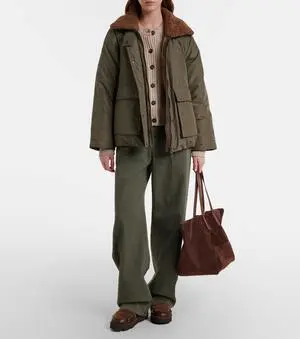 Brunello Cucinelli Shearling-trimmed Cotton-blend Jacket - Green