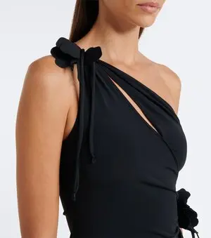 Coperni Floral-appliqué Asymmetric Cocktail Dress