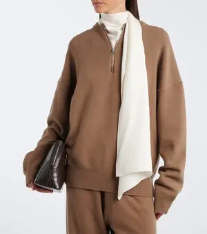 Extreme Cashmere N°496 Half-zip Sweater In Chai - Brown