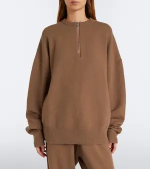 Extreme Cashmere N°496 Half-zip Sweater In Chai - Brown