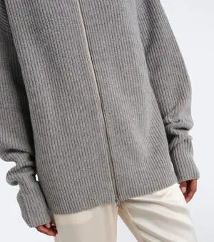 Extreme Cashmere N°495 Xtra Yours Ribbed Cashmere Zip-up Jacket - Grey