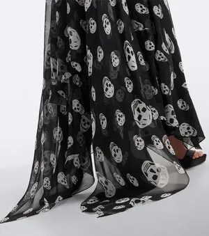 Alexander McQueen Skull Silk Chiffon Maxi Dress