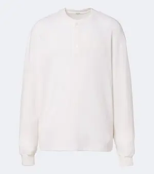 A.PRESSE Waffle-knit Cotton-blend Henley Shirt - White