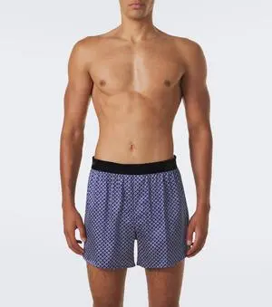 TOM FORD Printed Silk-blend Boxers - Blue