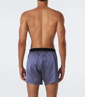 TOM FORD Printed Silk-blend Boxers - Blue