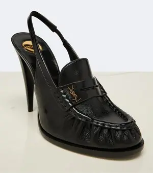 Saint Laurent Le Loafer Leather Slingback Pumps