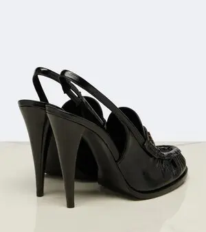 Saint Laurent Le Loafer Leather Slingback Pumps