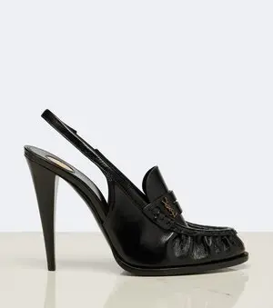 Saint Laurent Le Loafer Leather Slingback Pumps