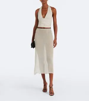 Hunza G Polka-dot Sheer Midi Skirt - White