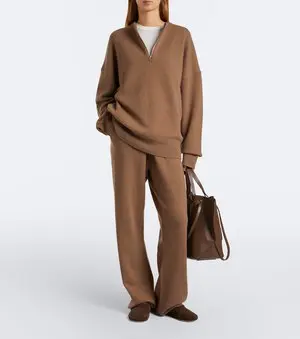 Extreme Cashmere N°479 Runaway Cashmere-blend Wide-leg Pants