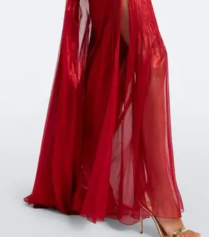 MARIA LUCIA HOHAN Zephyra Metallic Silk Corset Gown - Red