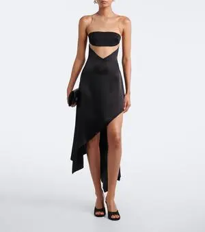 David Koma Asymmetric Mesh-paneled Midi Dress