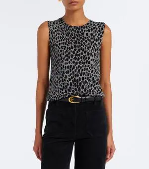 NILI LOTAN Nessa Leopard-print Cashmere Top