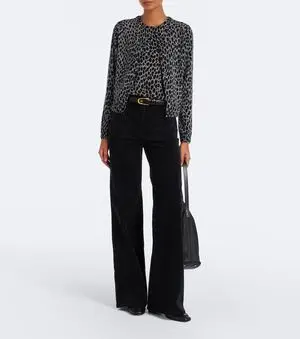NILI LOTAN Nessa Leopard-print Cashmere Top