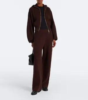 Sportmax Ribbed-knit Wool And Cashmere Wide-leg Pants