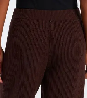 Sportmax Ribbed-knit Wool And Cashmere Wide-leg Pants