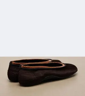 Dries Van Noten Velvet Ballet Flats With Leather Trim