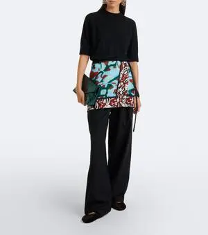 Dries Van Noten Velvet Ballet Flats With Leather Trim