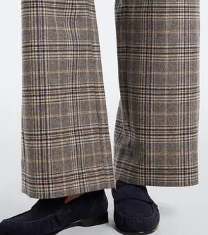 Max Mara Checked Virgin Wool Wide-leg Pants