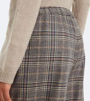 Max Mara Checked Virgin Wool Wide-leg Pants